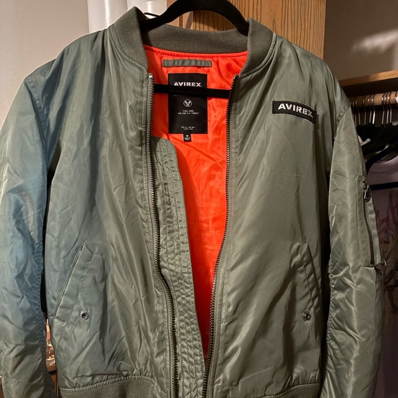 Avirex | Jackets & Coats | Avirex Green And Orange Bomber Jacket With ...